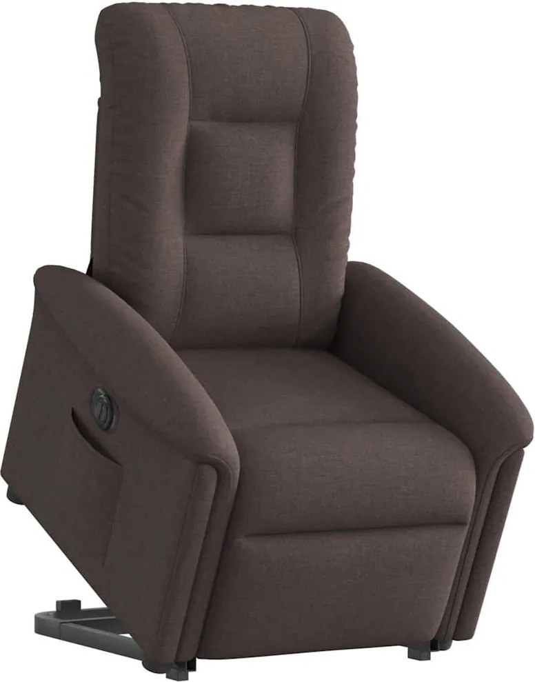 Elektrické zvedací polohovací křeslo tmavě hnědé textil 3303279