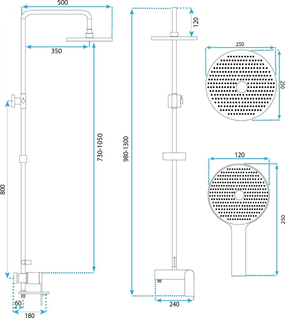 Rea Avalon, sprchová souprava s dešťovou hlavovou a ruční hlavicí, chromová, REA-P8699