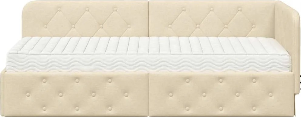 Rohový rám postele Krémová 80 x 200 cm textil 3394035