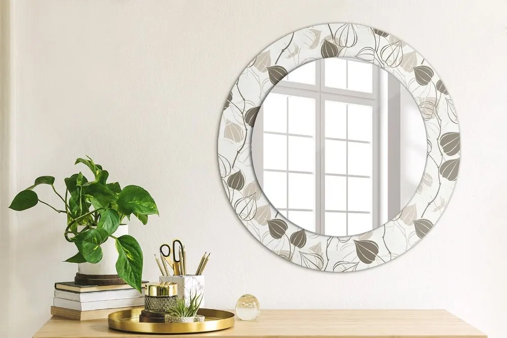Kulaté dekorativní zrcadlo na zeď Abstraktní květinový fi 50 cm