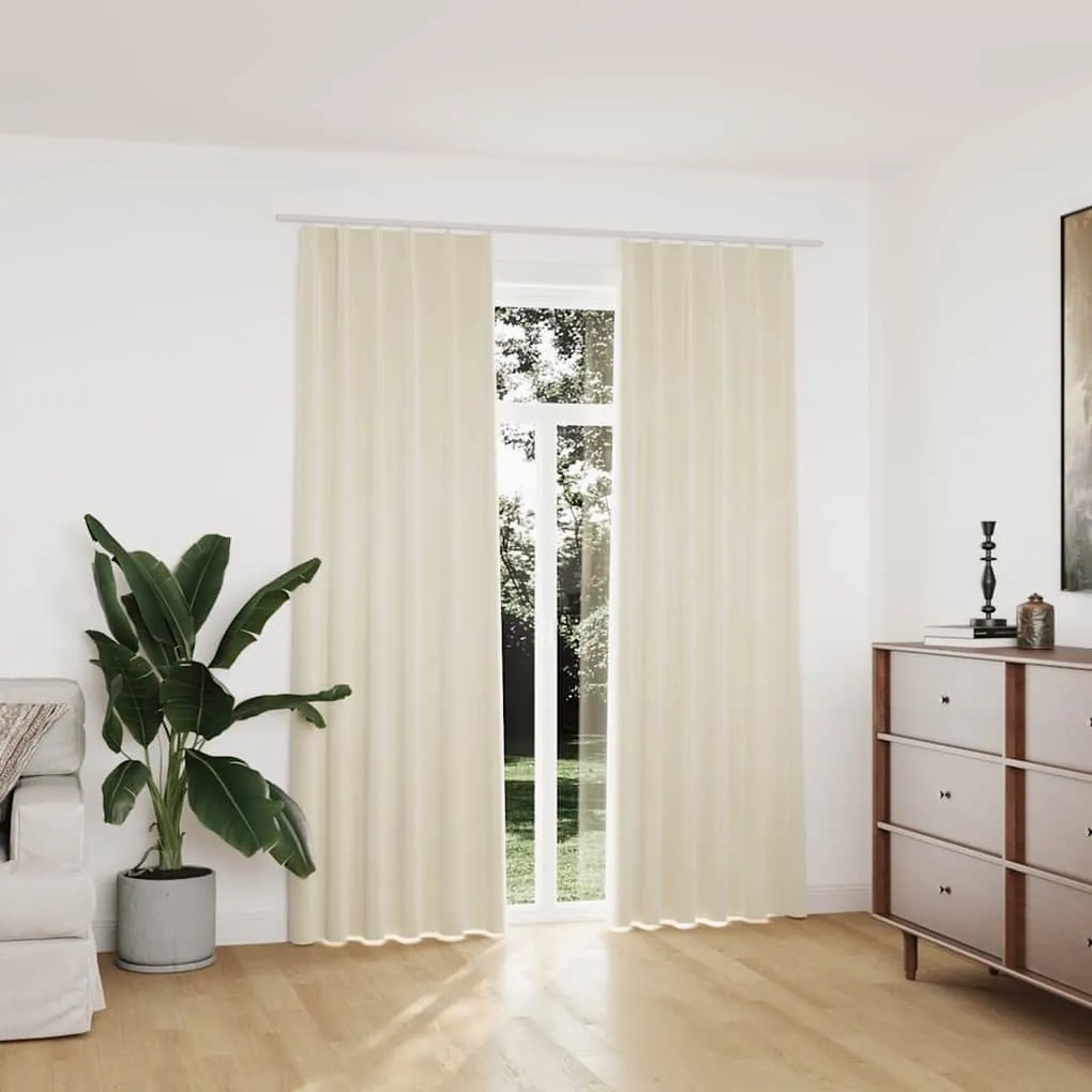 Zatemňovací závěsy s háčky 2 ks sametové krémové 140 x 225 cm 134517
