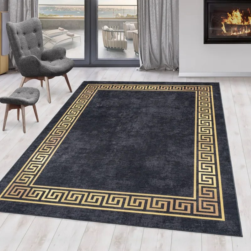 Ayyildiz, Kusový koberec Fiesta 4305 black, 120x170, černá, chodba / předsíň