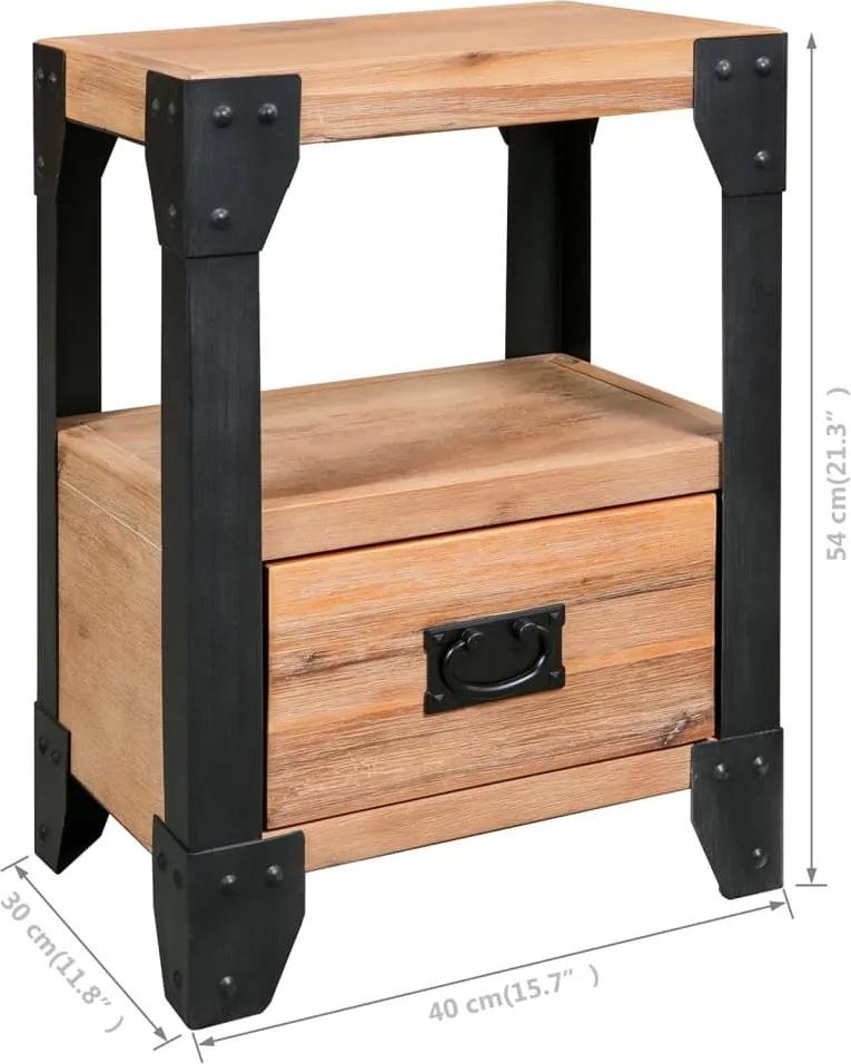 vidaXL Noční stolek 2 ks masivní akáciové dřevo a ocel 40 x 30 x 54 cm [279100]