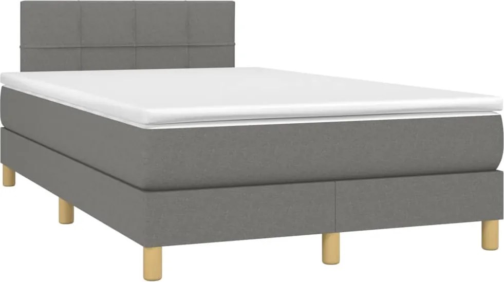 Box spring postel s matrací a LED tmavě šedá 120x200 cm textil 3133702