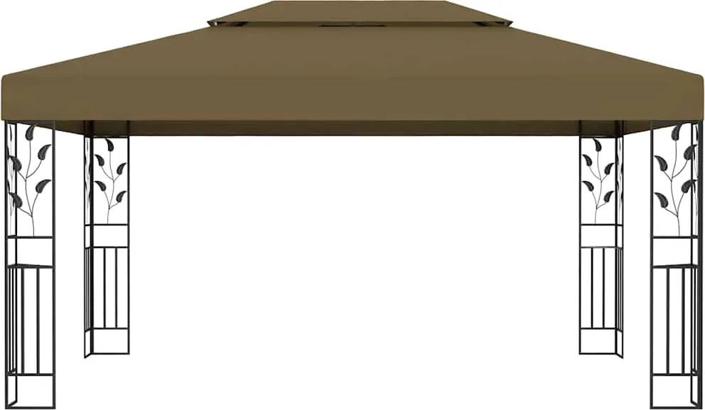 Altán s dvojitou střechou 3 x 4 m taupe 180 g/m² 312244