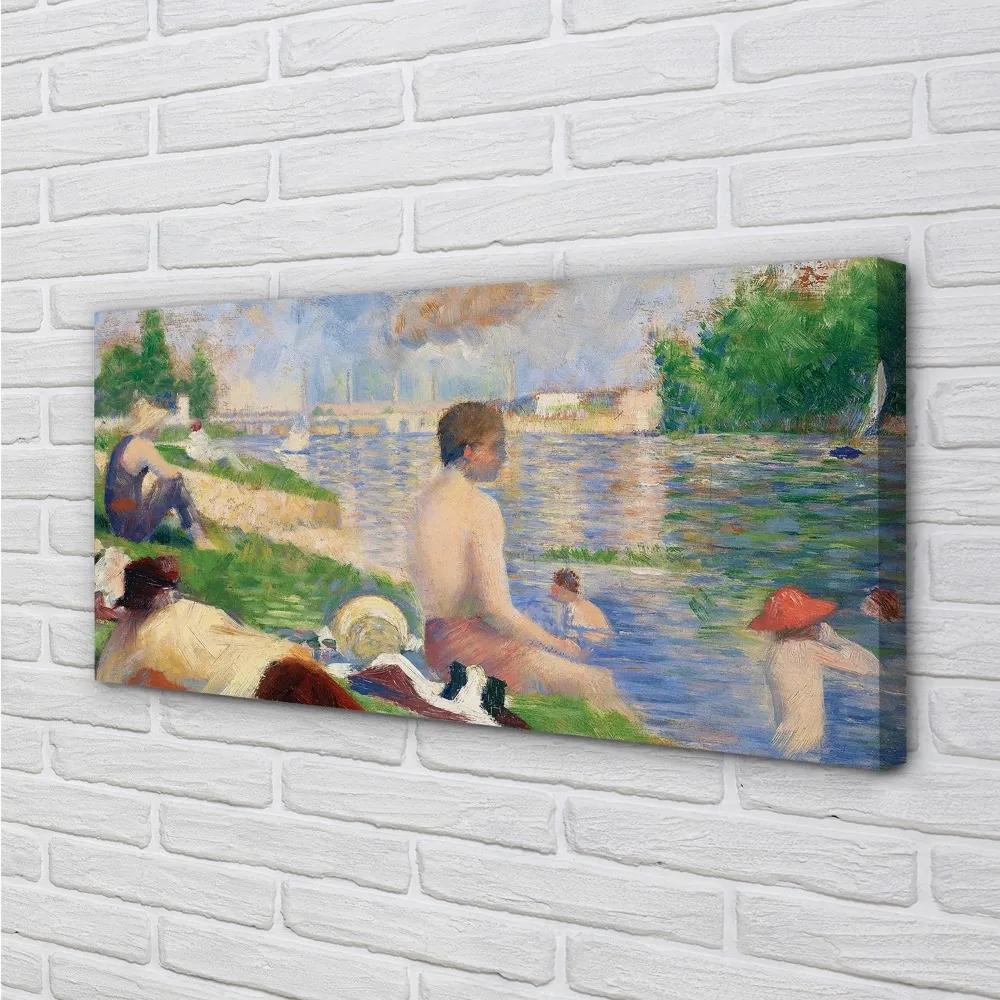 Obrazy na plátně Art pláž na jezeře 125x50 cm