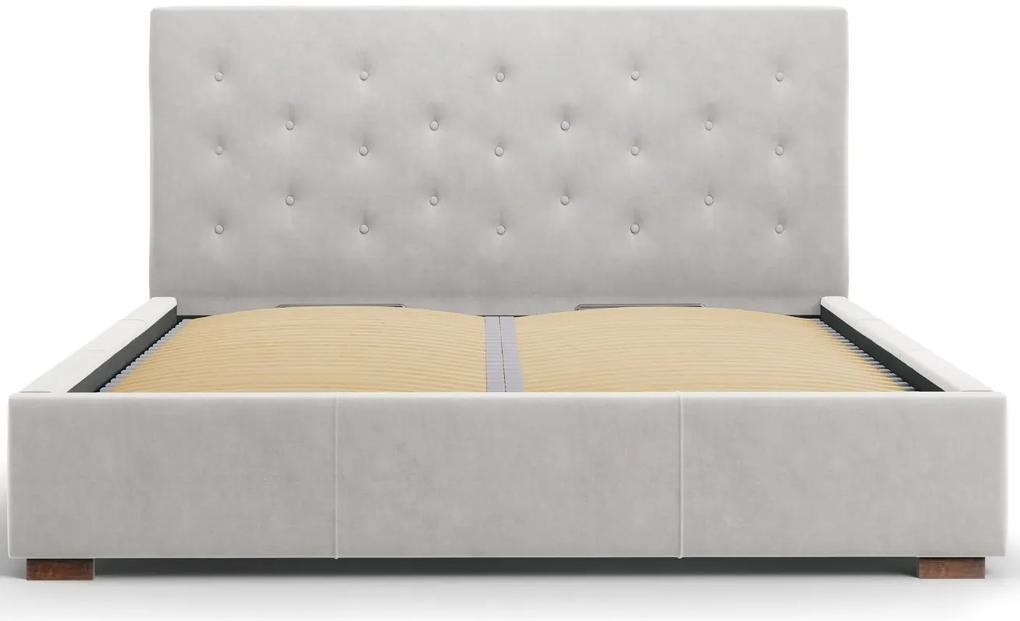 Světle šedá sametová postel MICADONI SERI 140 x 200 cm