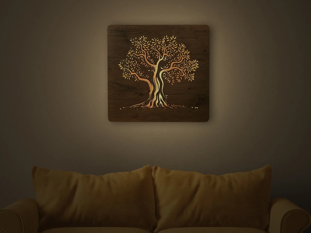 Li-Go "Olivovník" světelný obraz 230V 62x62 cm provedení povrchu: ořech