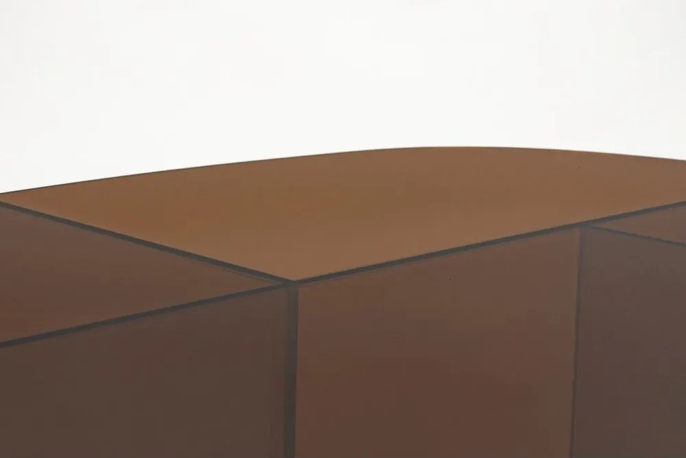 Hnědý skleněný konferenční stolek 60x80 cm Linea – Zuiver