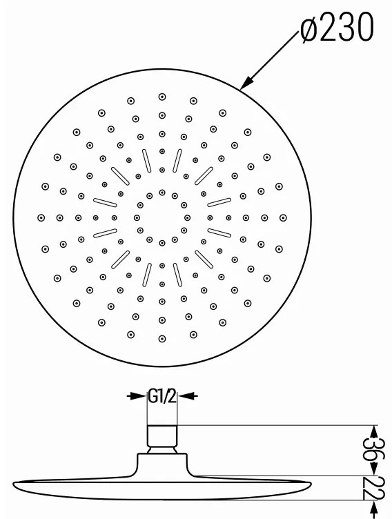 Mexen D-67, dešťová hlavová sprchová hlavice ø23 cm, chromová, 79767-01