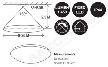 Klasické stropní LED svítidlo NORDLUX Ask O 360 x 105 mm, 18 W, se senzorem