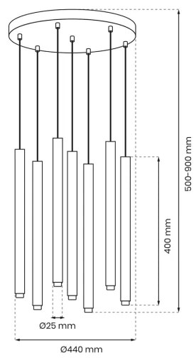 Lustr na lanku MONZA 7xG9/8W/230V černá/zlatá