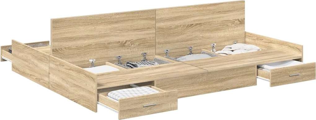 Rám postele s úložným prostorem s čelo Sonoma dub 160 x 200 cm 3335279