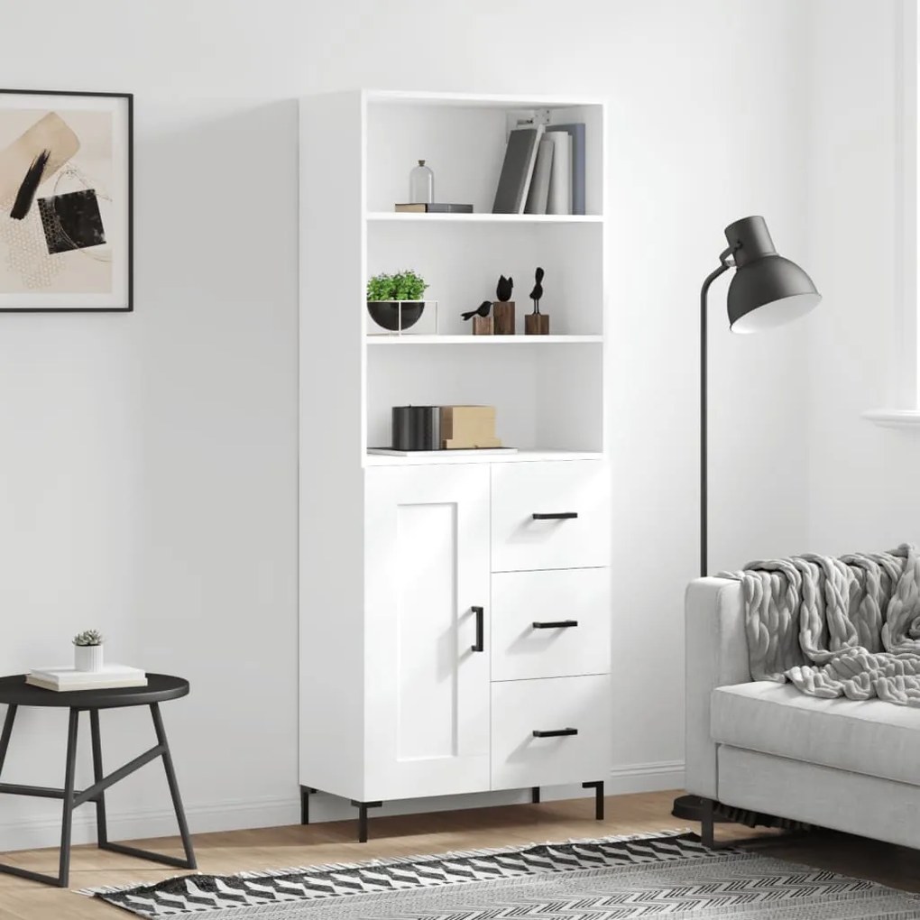 Skříň highboard bílá 69,5 x 34 x 180 cm kompozitní dřevo