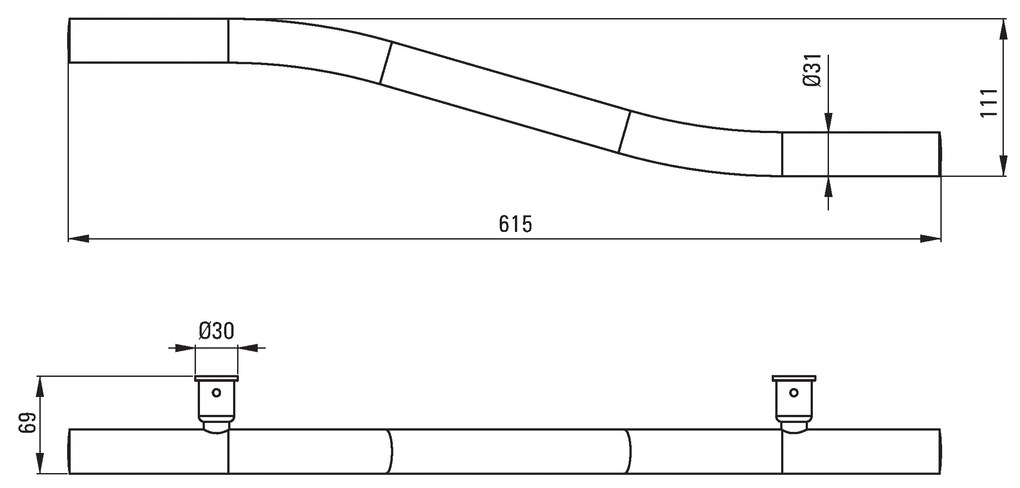 Deante Vital příslušenství, nástěnné kovové madlo, NIV_041I