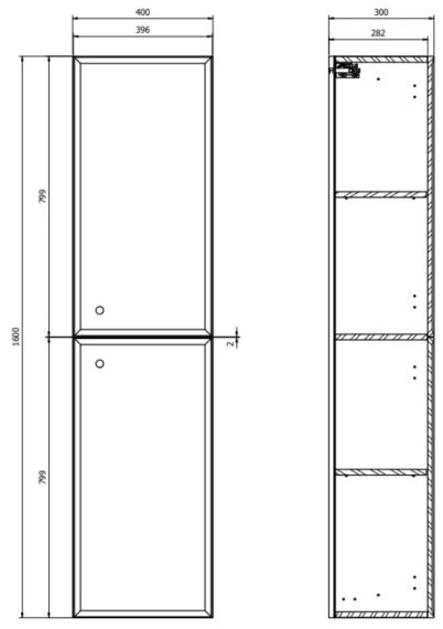 Cersanit S1021-012 - Závěsná koupelnová skříňka MILLE 160x40 cm mintová
