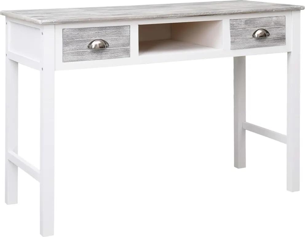 vidaXL Psací stůl 110 x 45 x 76 cm dřevo [284153] Barva: white with silver handles