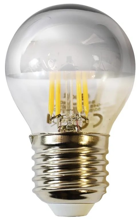 Dekorační LED žárovka se zrcadlovým vrchlíkem E27 teplá 2700k 4w 320 lm stříbrná