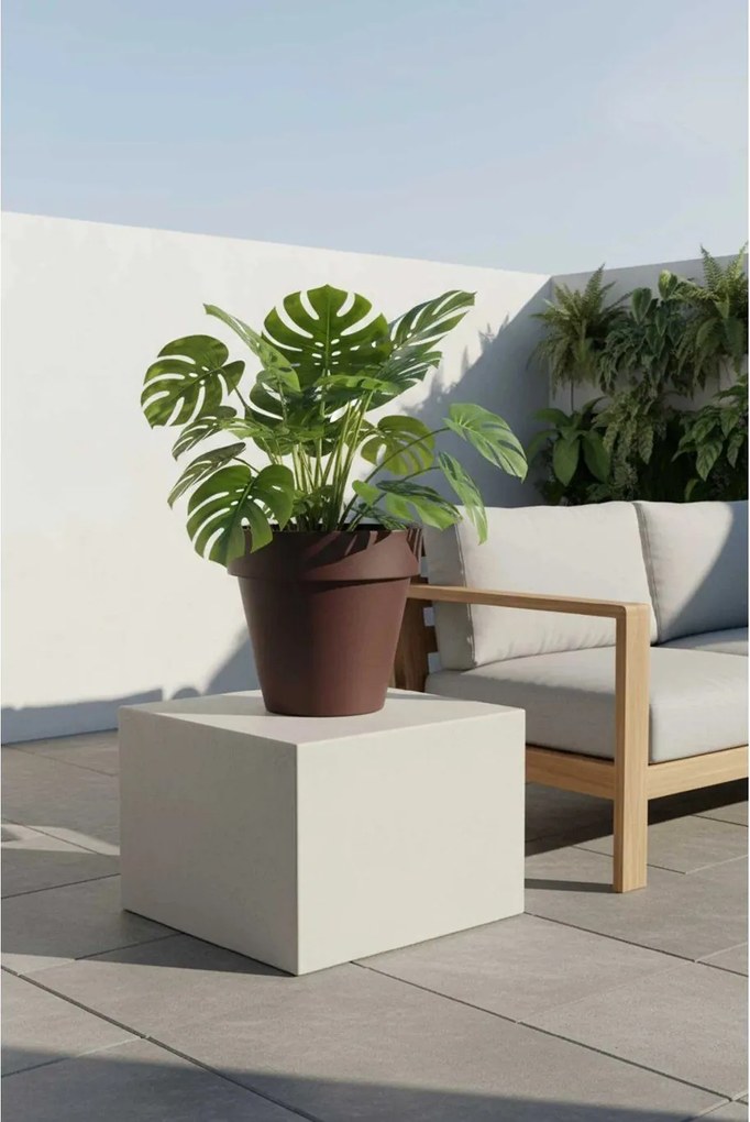 Květináč LEVANTA, plast, výška 43 cm, hnědá