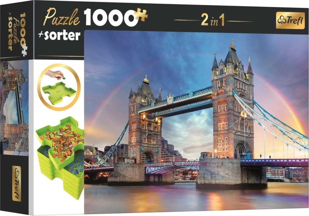 Puzzle trefl puzzle s třídičem 2v1 tower bridge, londýn 1000 dílků