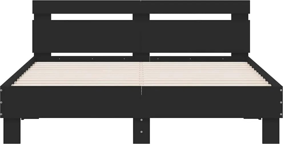 Rám postele s čelem černý 140 x 190 cm kompozitní dřevo 3207435