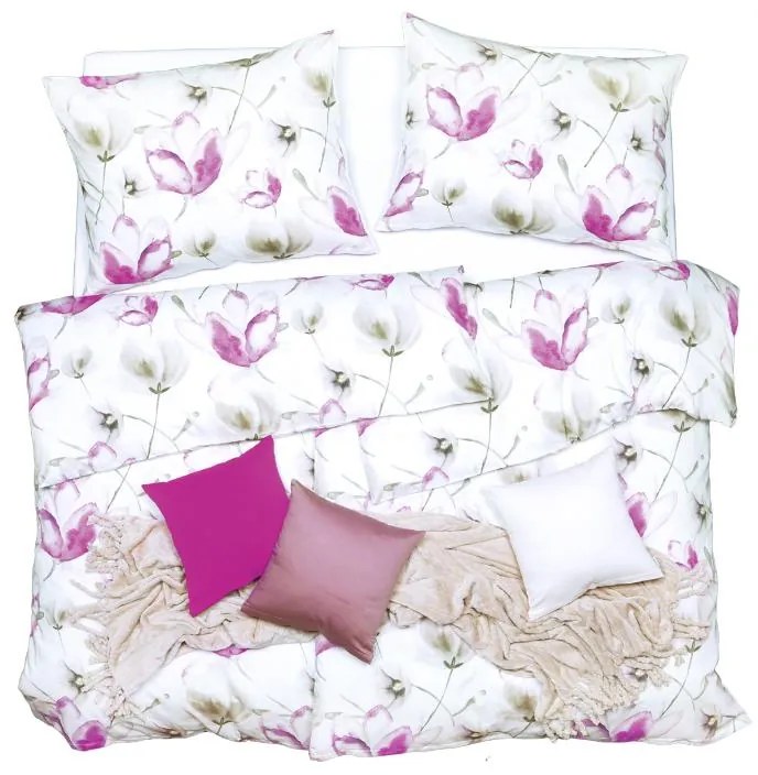 SCANquilt povlečení SATÉN DESIGN magnolia bílorůžová 240 x 200/70 x 90 cm