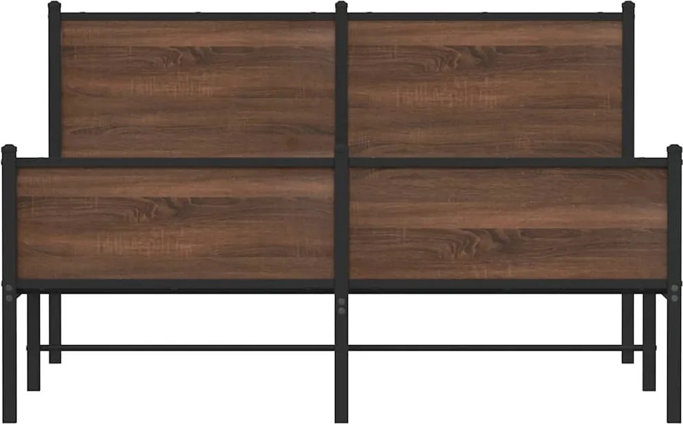 Kovový rám postele bez matrace hnědý dub 150 x 200 cm 3301413