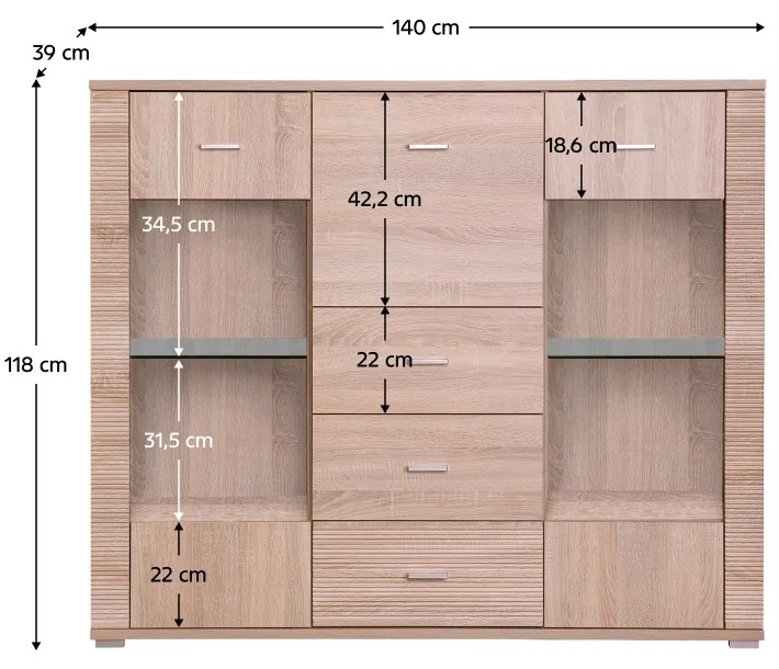 Kondela Komoda typ 8, dub sonoma, GRAND