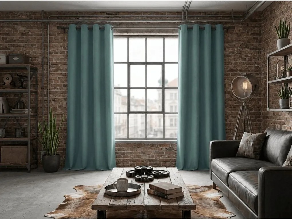 Zatemňovací závěs DREAM VELVET 140x250 cm, modrozelený Zavěšení: Řasící páska