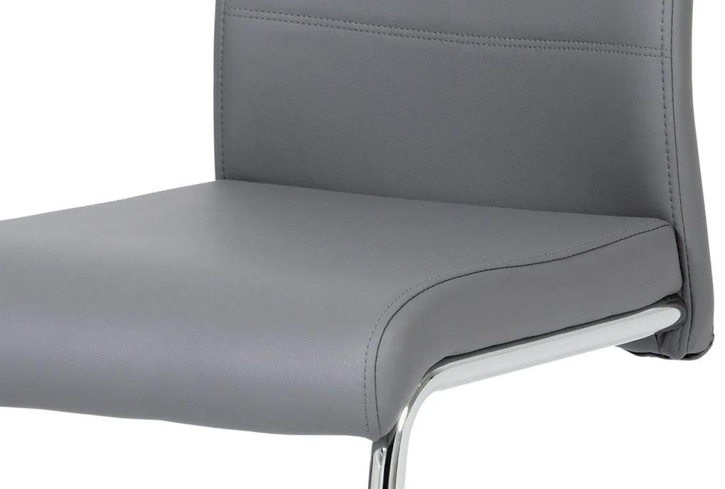 Jídelní židle PULA, koženka šedá/chrom