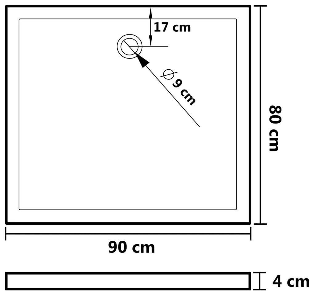 Sprchová vanička - ABS - 80x90 cm | černá