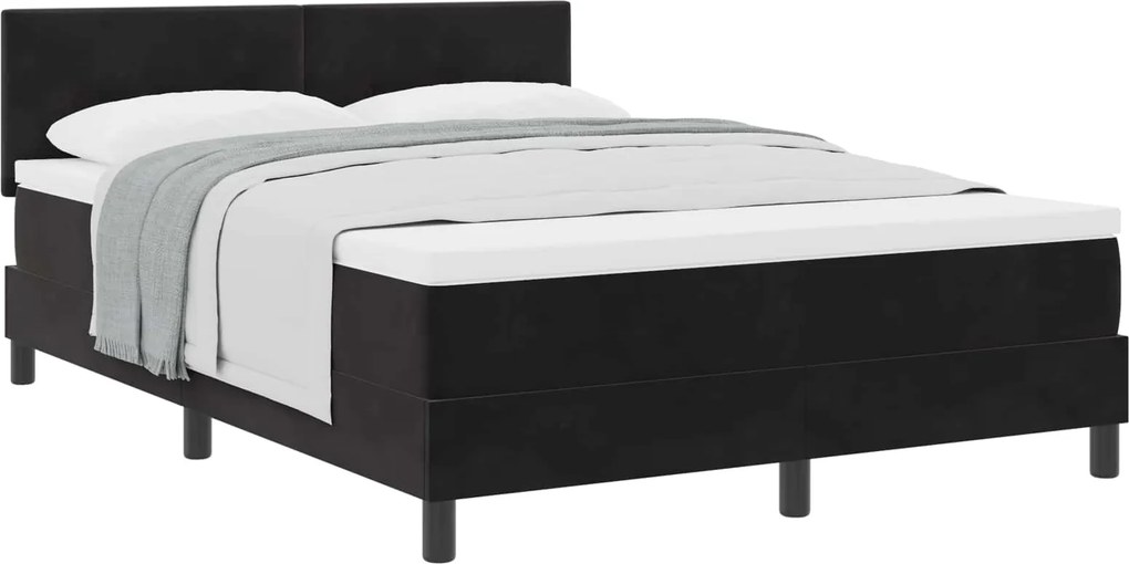 Postel s boxspringem s čelo Černá 140 x 200 cm samet 3339178
