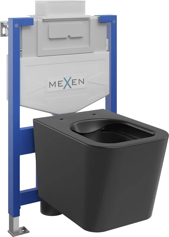 Mexen Teo podomítková WC sada Fenix XS-U s WC mísou, černý mat - 6853385XX85