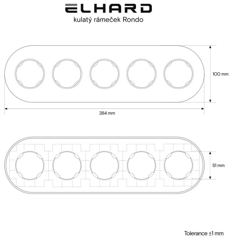 Elhard Kulatý pětirámeček Rondo, bílý RD3005W