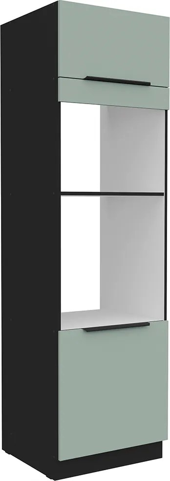 ARIA sc | vysoká skříňka 60 DPM-210 2F na vestavnou troubu a mikrovlnku | 60 cm | ANTI FINGERPRINT povrch | černá/aquamarine