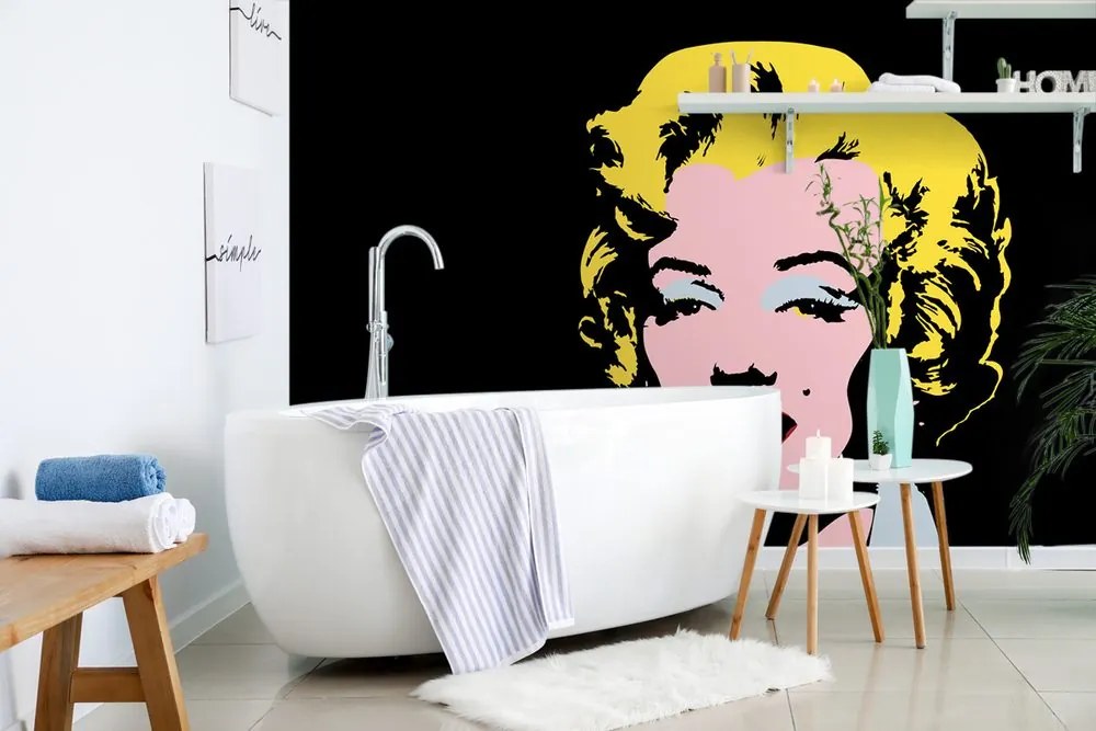 Samolepící tapeta pop art Marilyn Monroe na černém pozadí