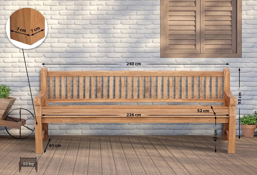 Teaková lavice Jackson V2 240 cm