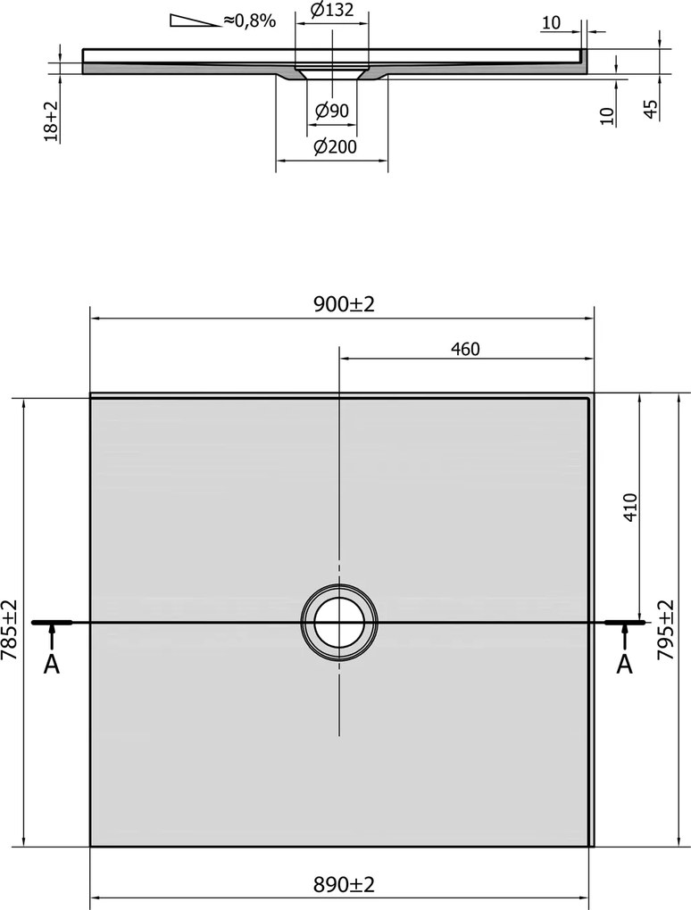 Polysan MIRAI 90 x 80 cm sprchová vanička obdélníková z litého mramoru 73168 pravá