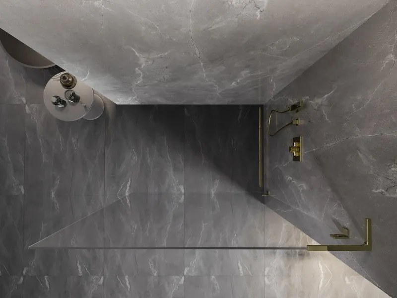 Mexen, Mexen Lunar L sprchová stěna pravá 100 x 200 cm, průhledná 8 mm, zlatá - 830L-100-000-50-00-P