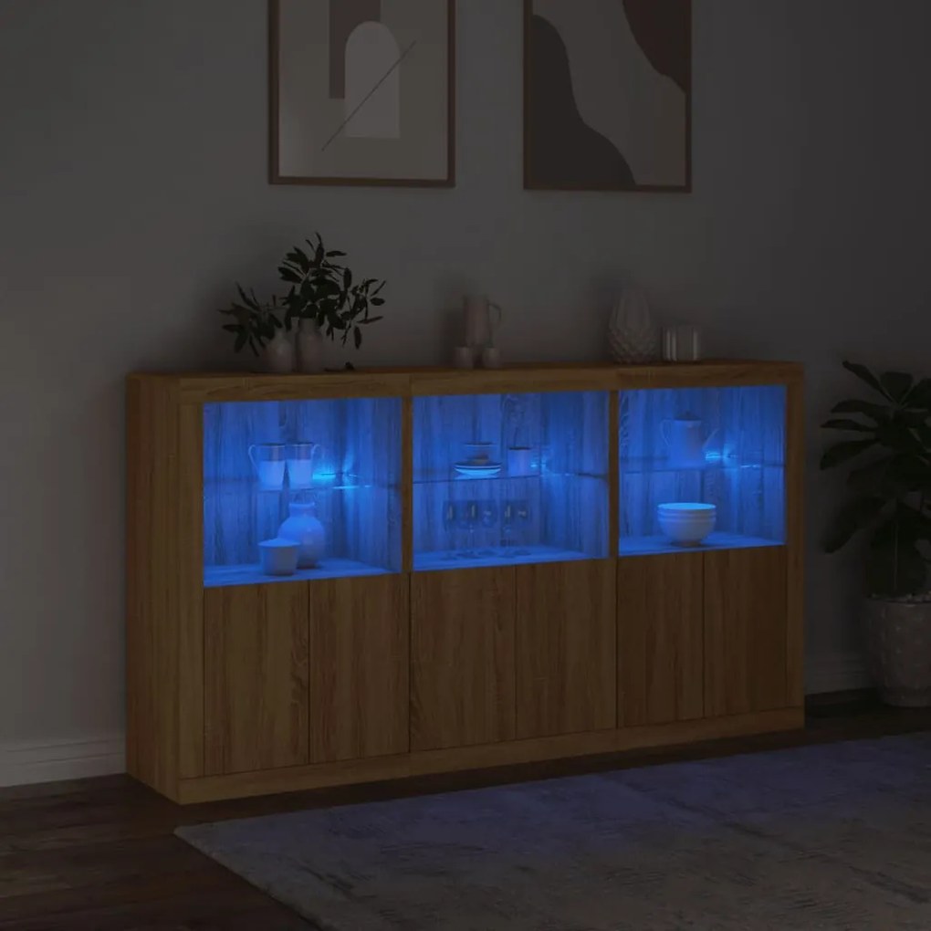 Příborník s LED osvětlením dub sonoma 181,5 x 37 x 100 cm 3209151