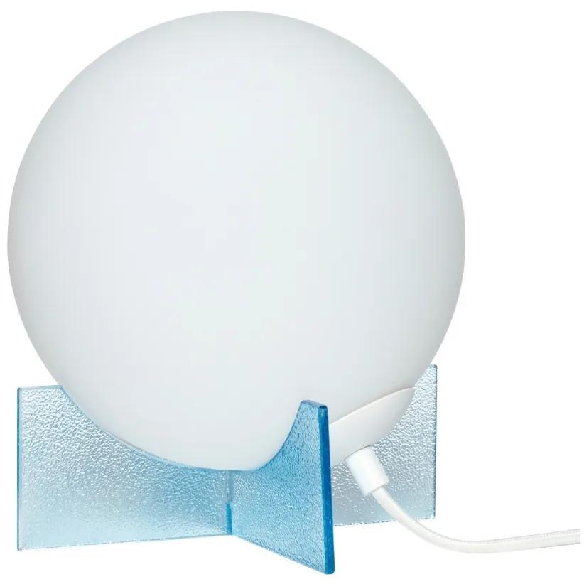 Bílo modrá skleněná stolní lampa Hübsch Moon 20 cm
