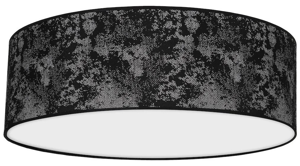 Stropní svítidlo Satino Round, 1x černé/stříbrné textilní stínítko, (bílé plexisklo), (fi 60 cm)