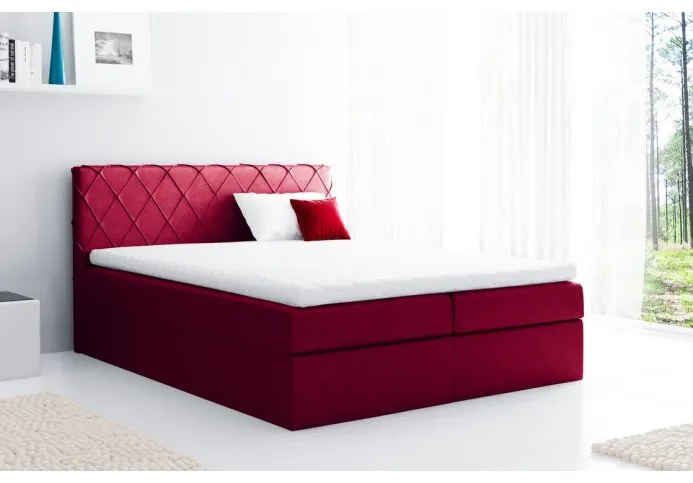 Pohodlná čalouněná postel Perez 200x200, červená