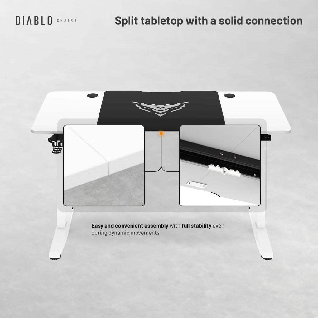 Výškově nastavitelný stůl 140 cm bílý: Diablo X-Tensio 1400