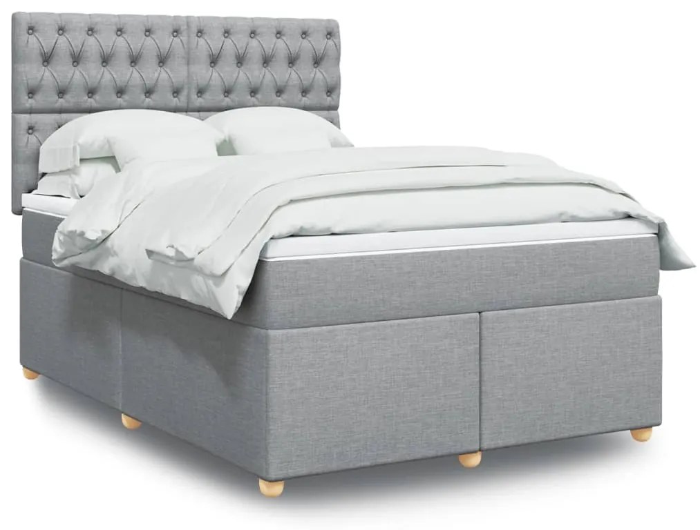 Box spring postel s matrací světle šedá 160 x 200 cm textil 3293638