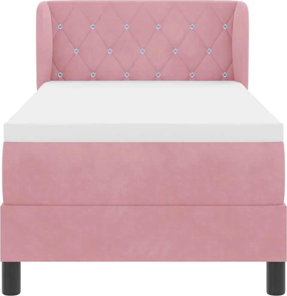 Postel s boxspringem s čelo Růžová 80 x 200 cm samet 3340309