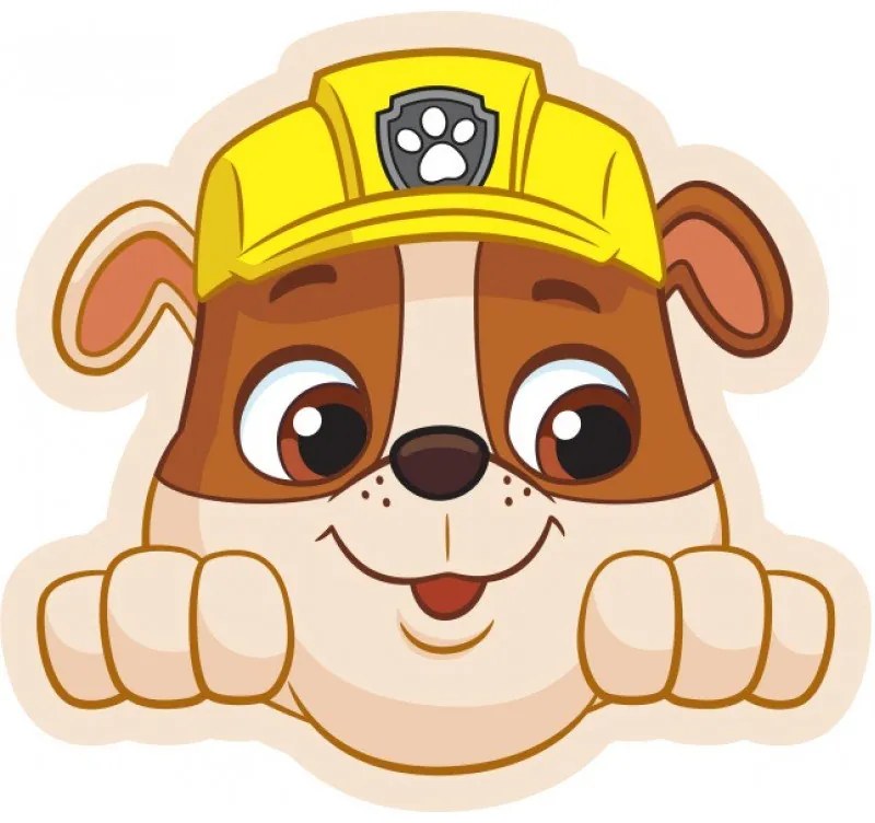 Tvarovaný 3D polštář Tlapková patrola - Paw Patrol - motiv Rubble - 41 x 41 cm