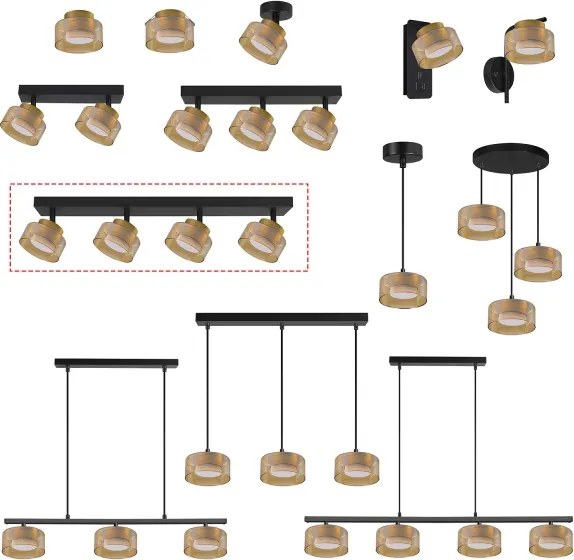 Brilagi - LED Bodové svítidlo AURA LUX 4xGX53/30W/230V černá/zlatá