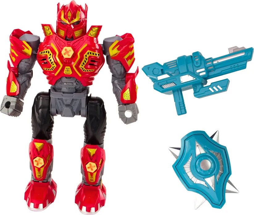 LEAN Toys Robot na šroubování, zbraň, vrtačka, šroubovák, světla, zvuk, červená