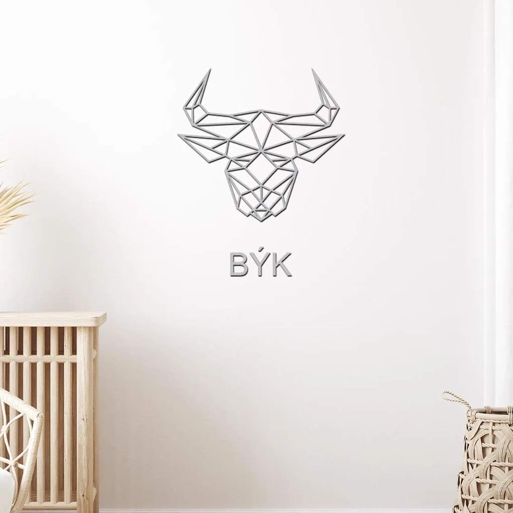 dřevo života Dřevěná samolepka znamení BÝK Zvolte rozměr (cm): 80x75, Zvolte barvu dekoru: Černá